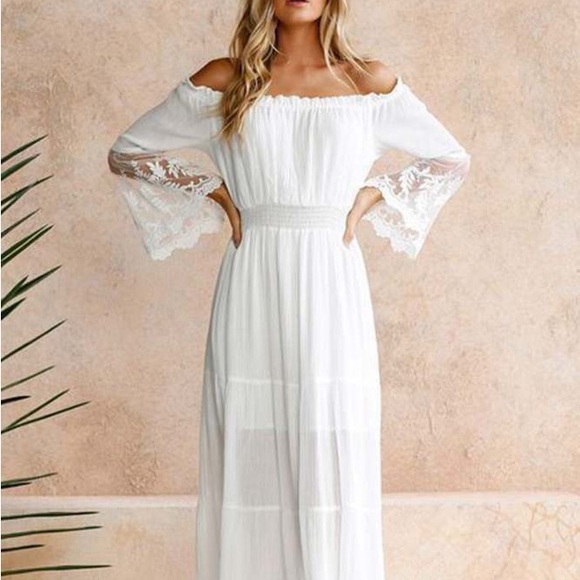 Dresses | White Boho Off Shoulder Maxi Long Photoshoot Dress | Poshmark